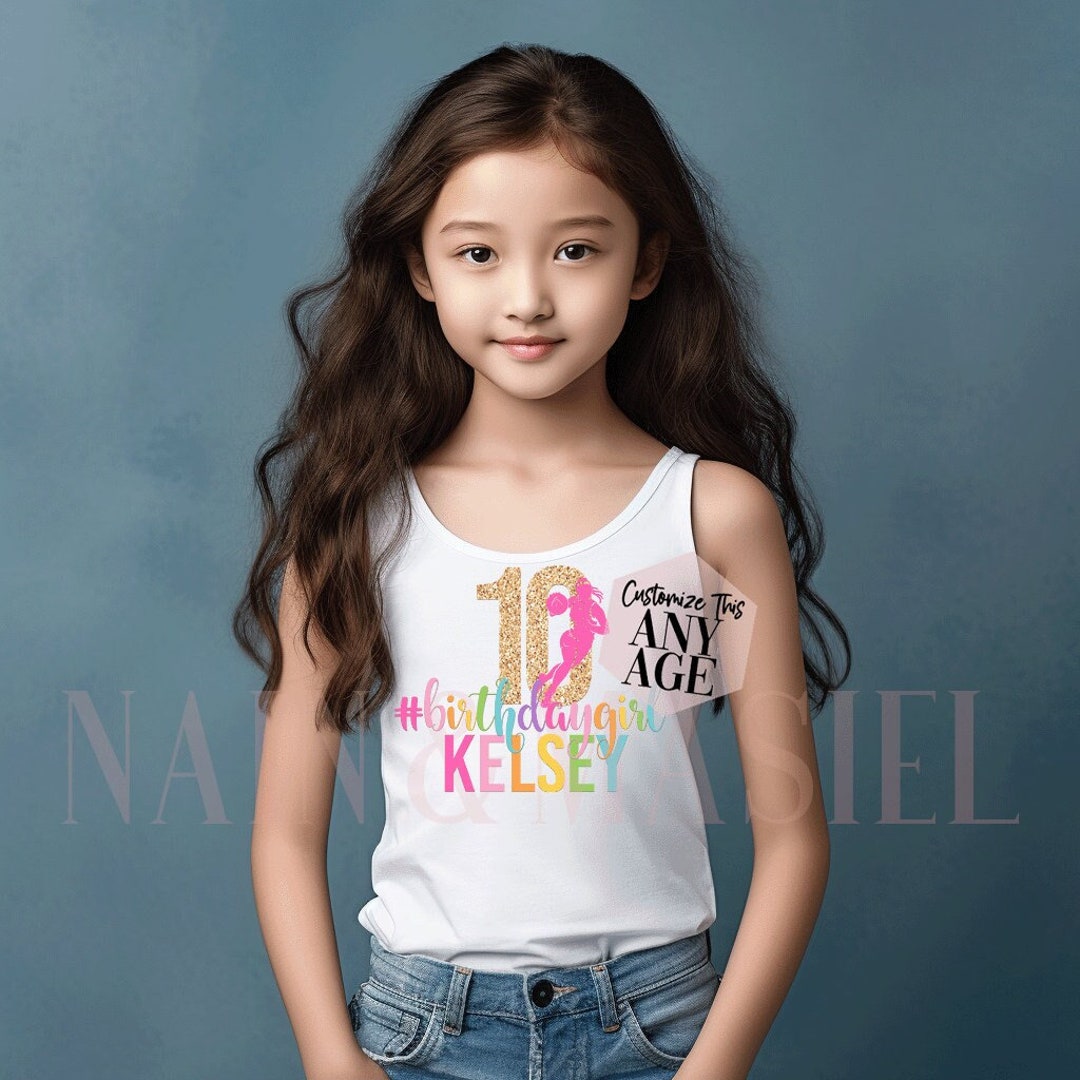 Girls Basketball Birthday Tank Top Rainbow Glitter, Basketball Birthday ...