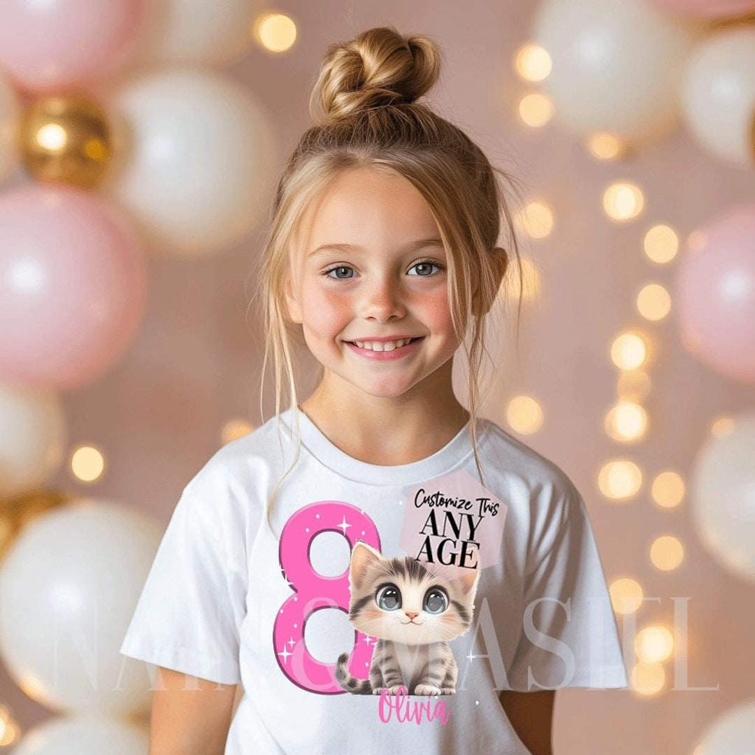 Cat Birthday Shirt, Birthday Girl Shirt, Girls Cat Shirt, Girls Cat ...