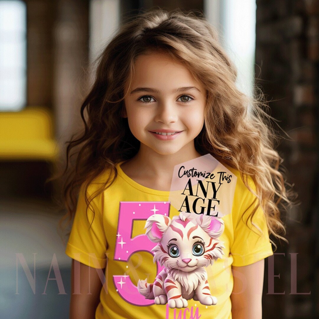 Girls White Tiger Birthday Shirt, Birthday Girl Shirt, Toddler Tiger ...