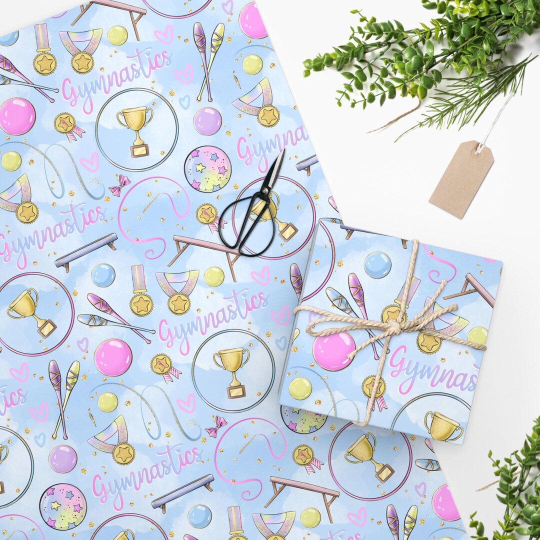 Gymnastics Wrapping Paper, Girls Gymnast Gifts Birthday Gift Wrap Comp ...