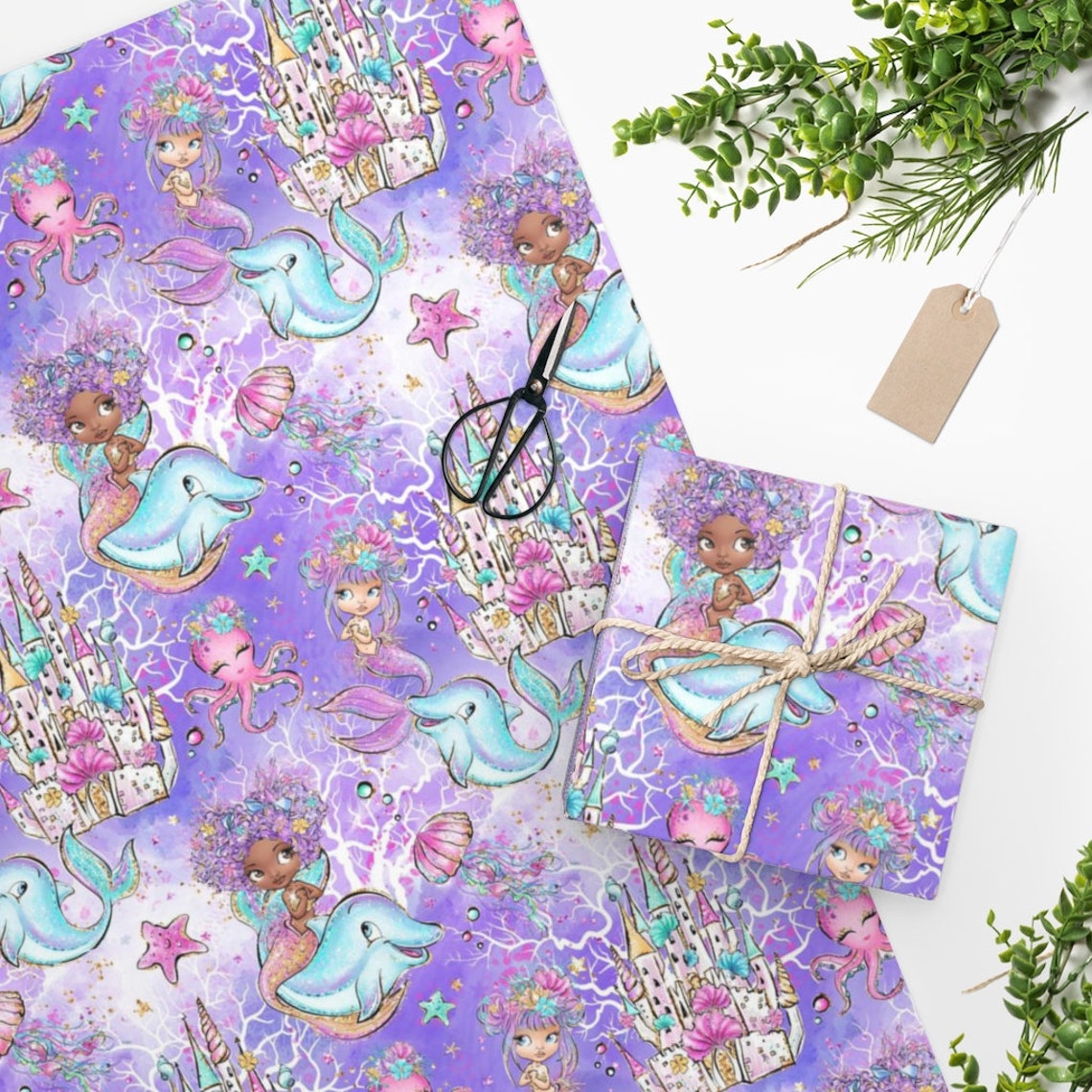Mermaid Wrapping Paper Mermaid Gift Wrap Mermaid Birthday - Etsy