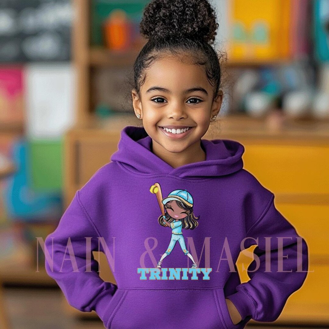 Black Girl Softball Hoodie, Girls Softball Hoodie,softball Birthday ...