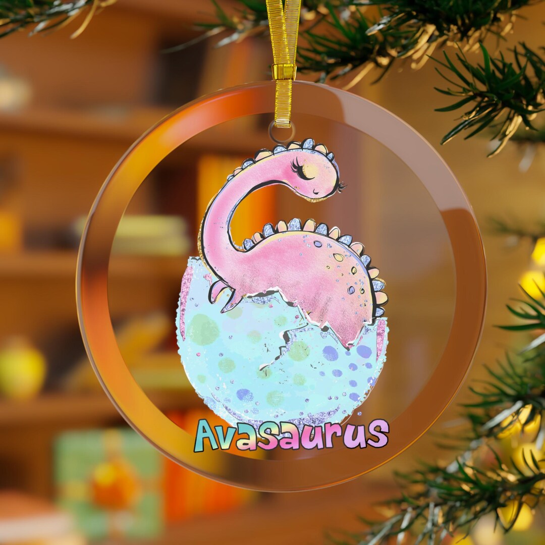 CUSTOM Girl Dinosaur Ornament, Dinosaur Christmas, Girl Dinosaur Gift ...