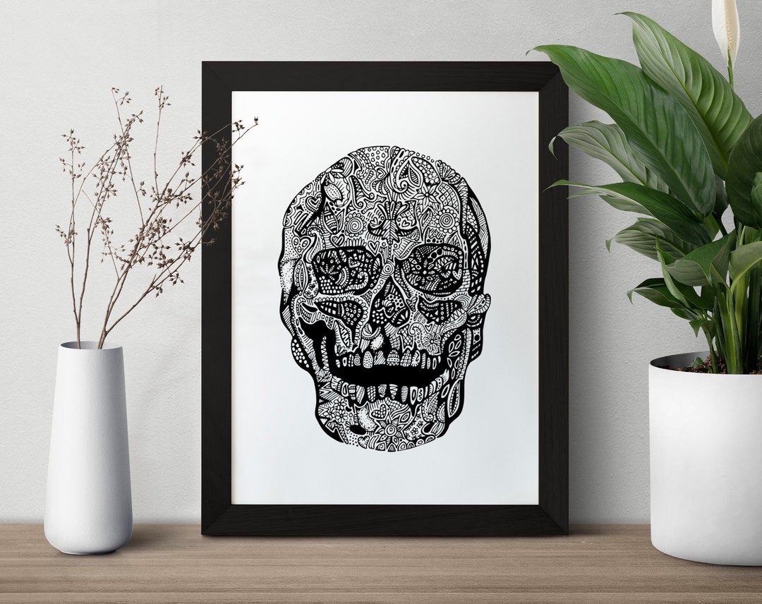 Swoodled Sugar Skull, Henna Skeleton, Mandala Art, Zentangle Drawing ...