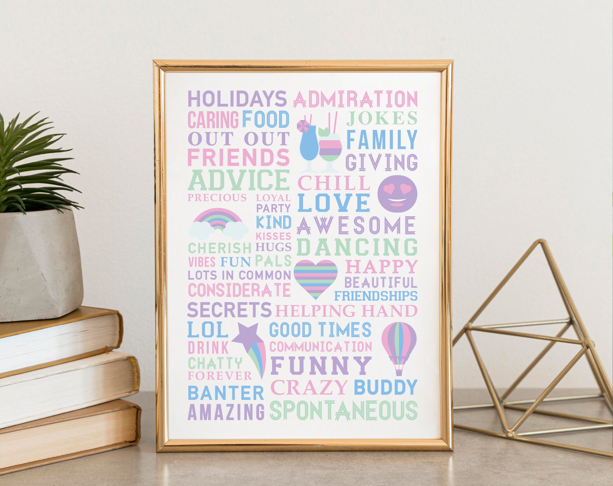 Best Friend Word Collage, BFF Word Art, Readymade Fun Birthday Gift ...