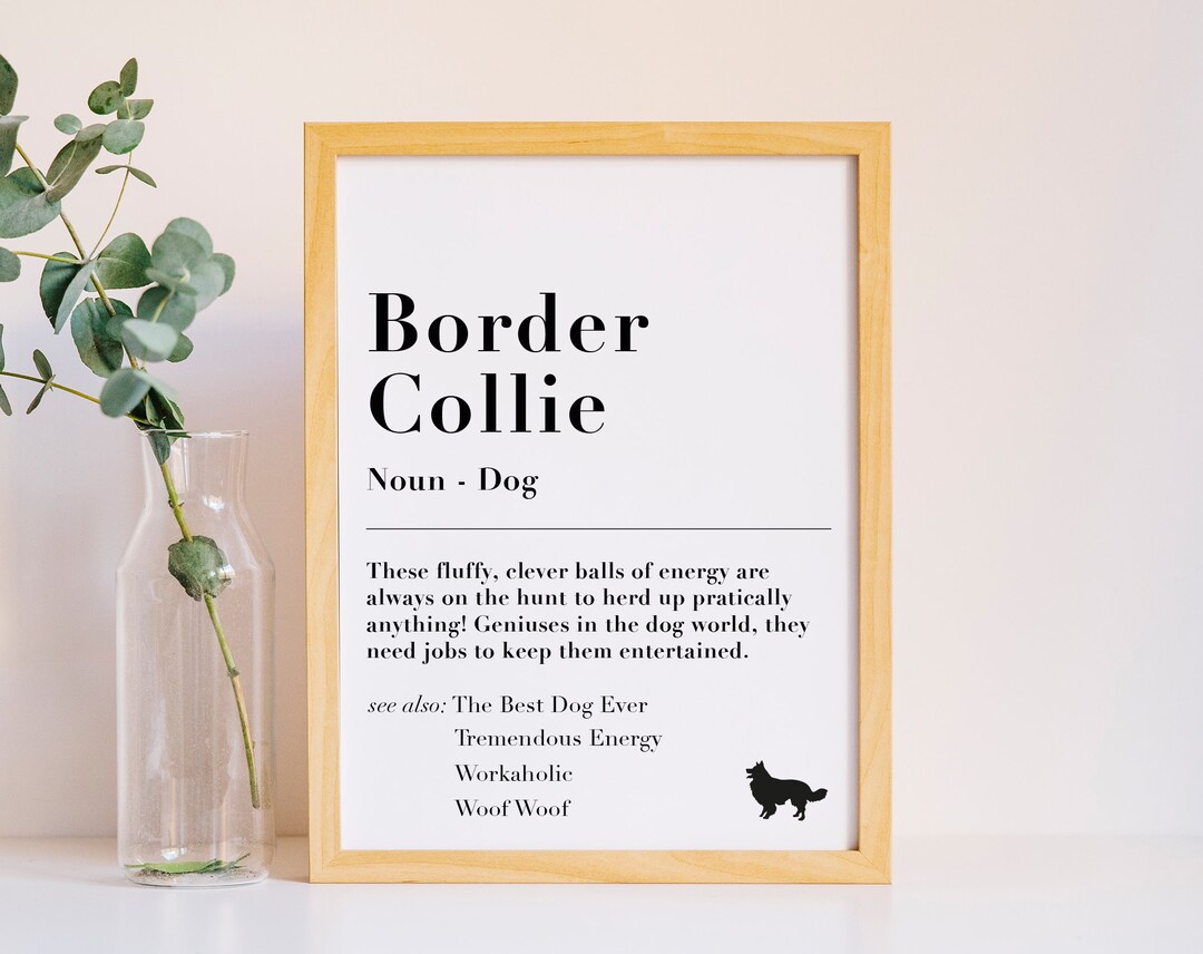Boarder Collie Dictionary Print! Funny Quote Art, Sheep Dog Definition ...
