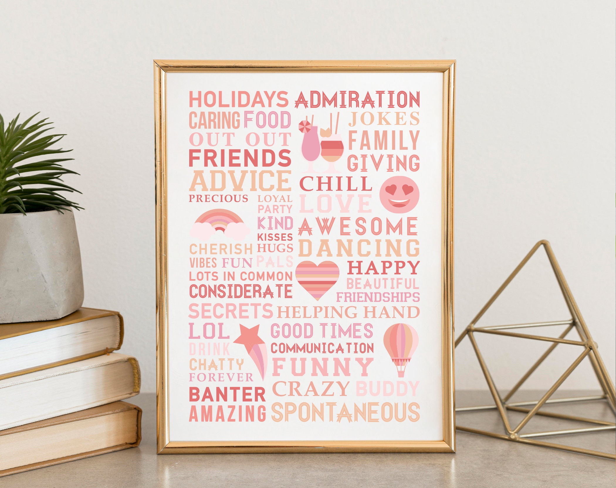 Best Friend Word Collage BFF Word Art Readymade Fun Birthday | Etsy