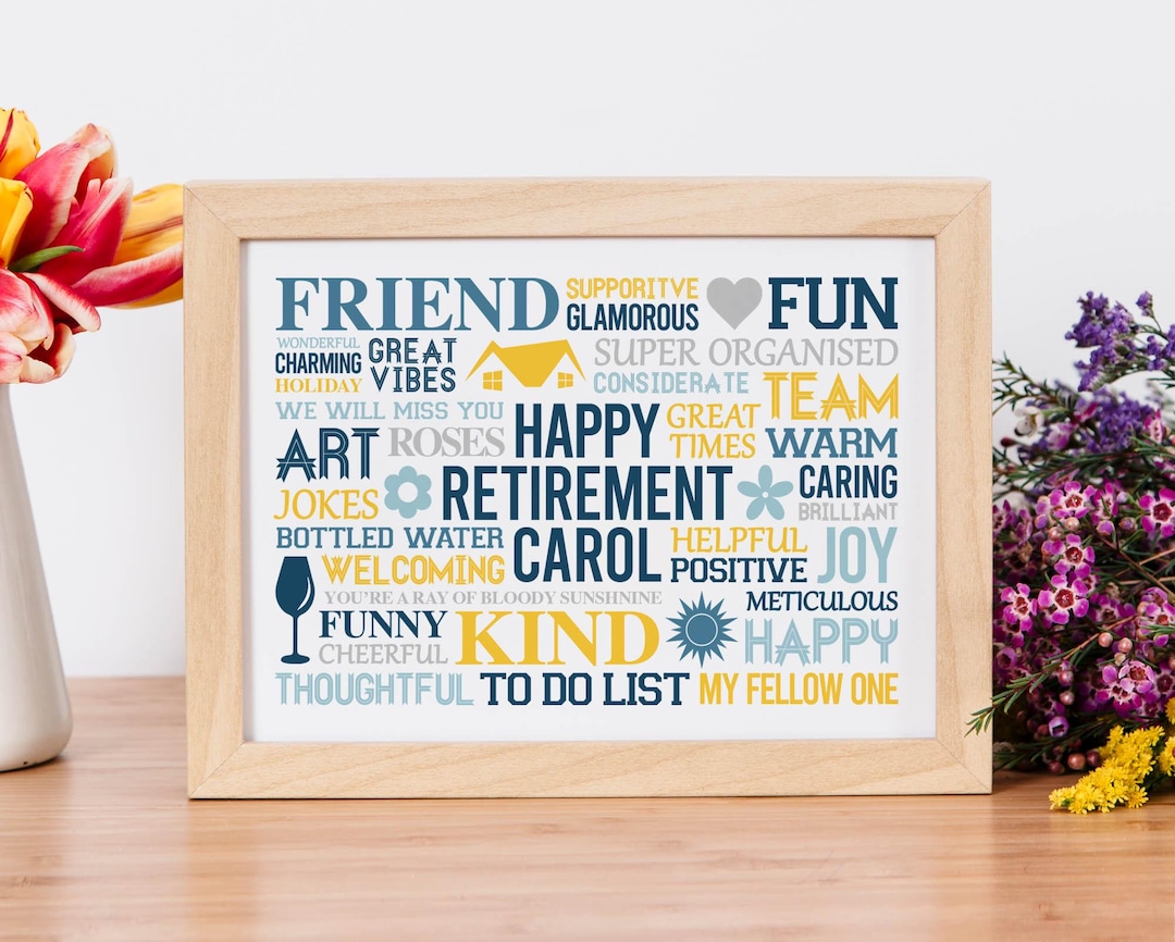 Bespoke Word Collage Gift, BFF Word Art, Personalised Retirement ...