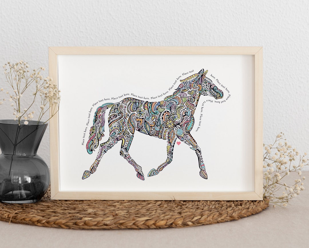 Personalised Horse Swoodle, Equestrian Mandala, Pony Zentangle ...