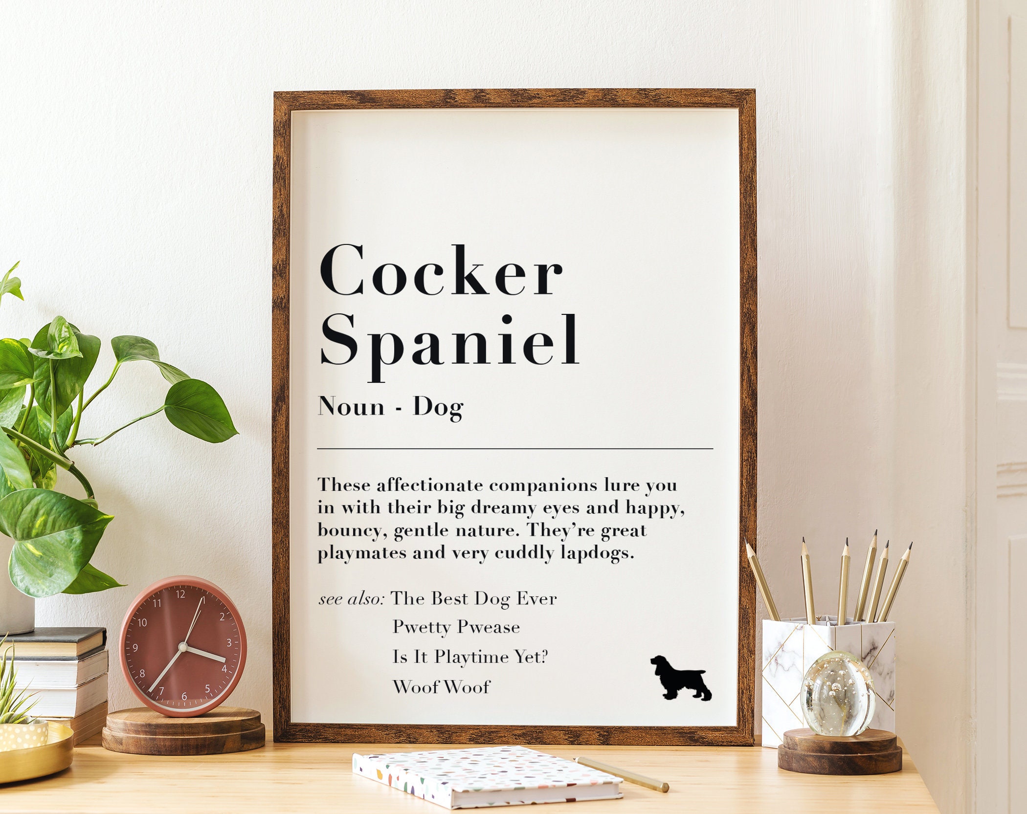Cocker Spaniel Dictionary Print Funny Quote Art, Cute Doggy Definition ...