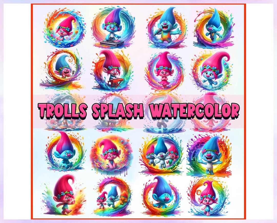 Trolls PNG Bundle, Trolls PNG Digital Papers, Trolls Characters PNG ...