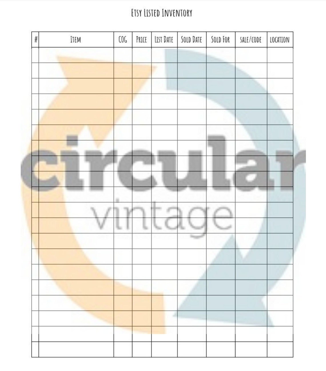Listed Inventory Sheet for Etsy Vintage Sellers Small Business | Etsy