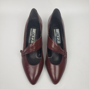 Vintage 80s Pumps 6.5 M Red-brown Leather Heels by Jazz Made in Spain ...