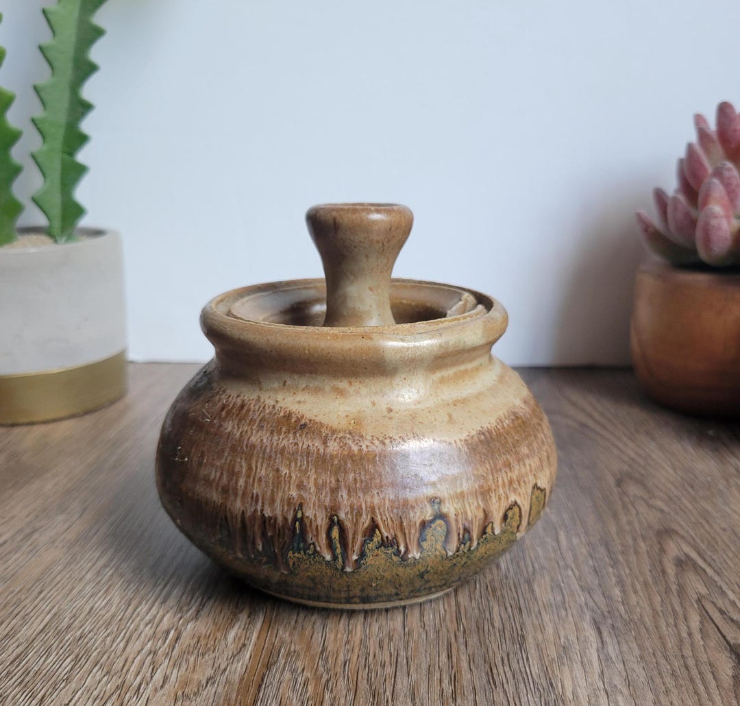Stoneware Studio Pottery Lidded Jar or Sugar Bowl Signed Mursell ...
