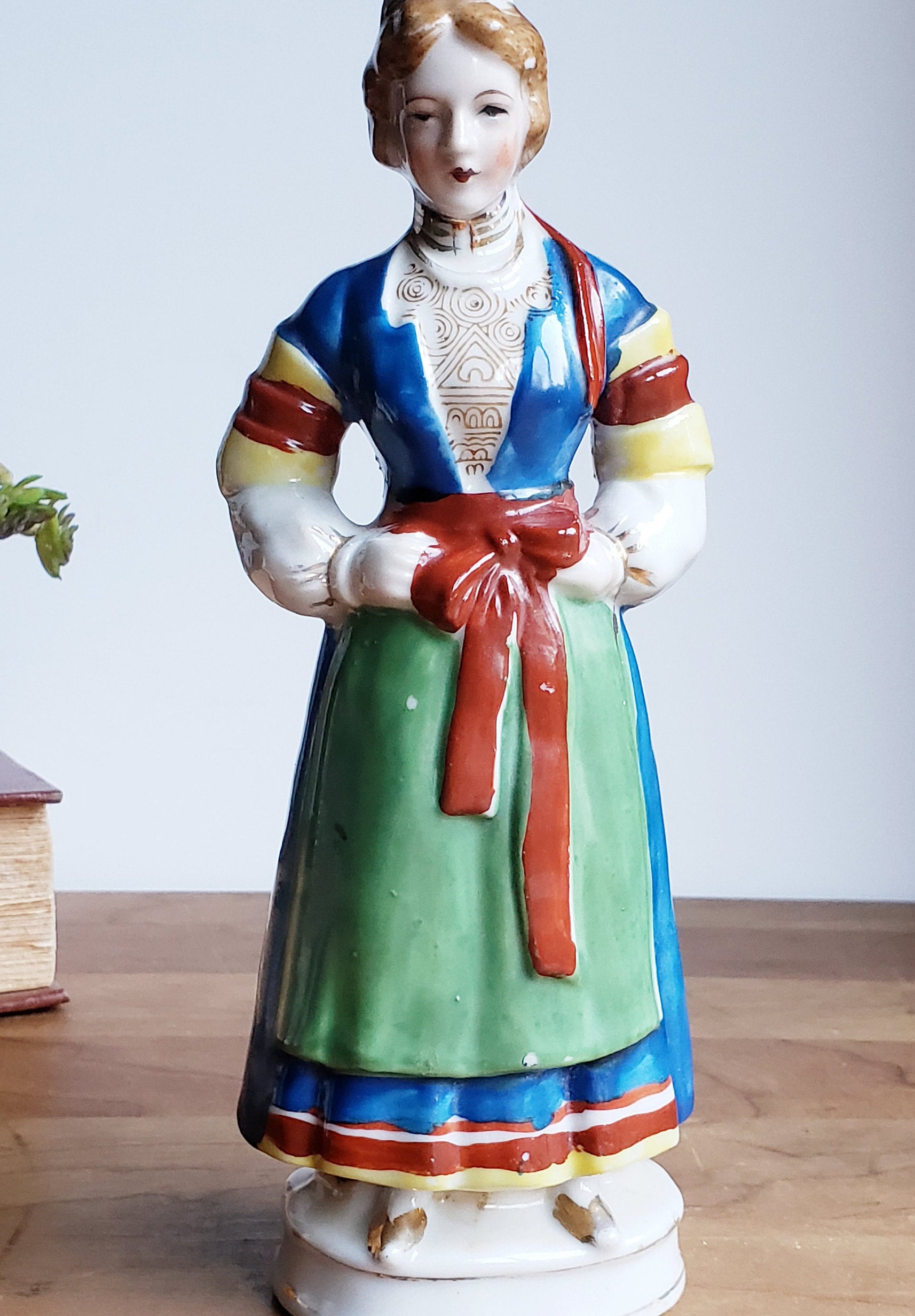 Vintage pretty lady figurine traditional dress Eastern | Etsy