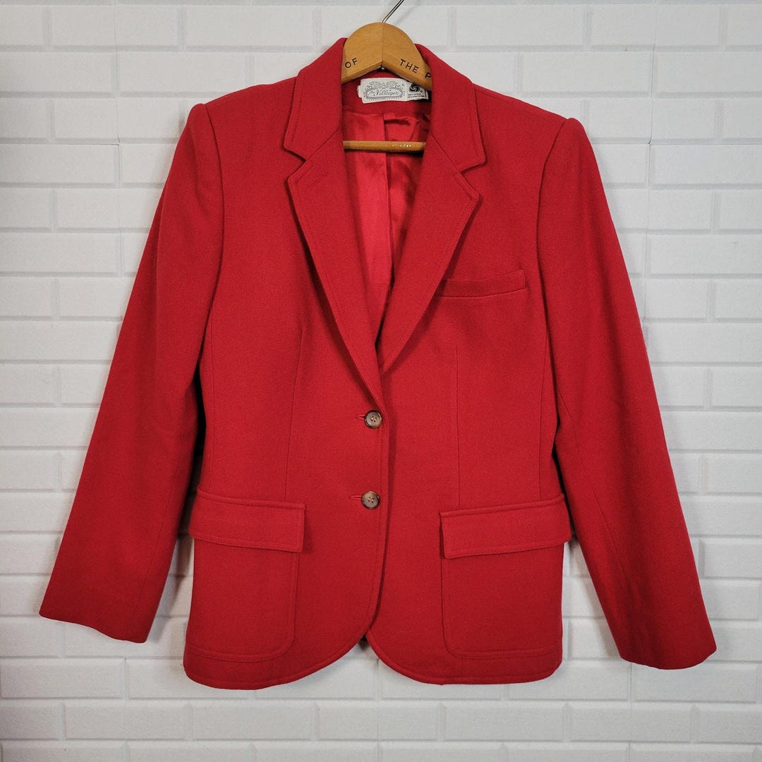 1980s Vintage Red Wool Blazer the Villager Womans Size 8 Equestrian ...