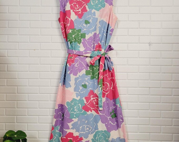 1960s Vintage Chore House Dress Bold Floral Sz XL Bloomcore Retro ...