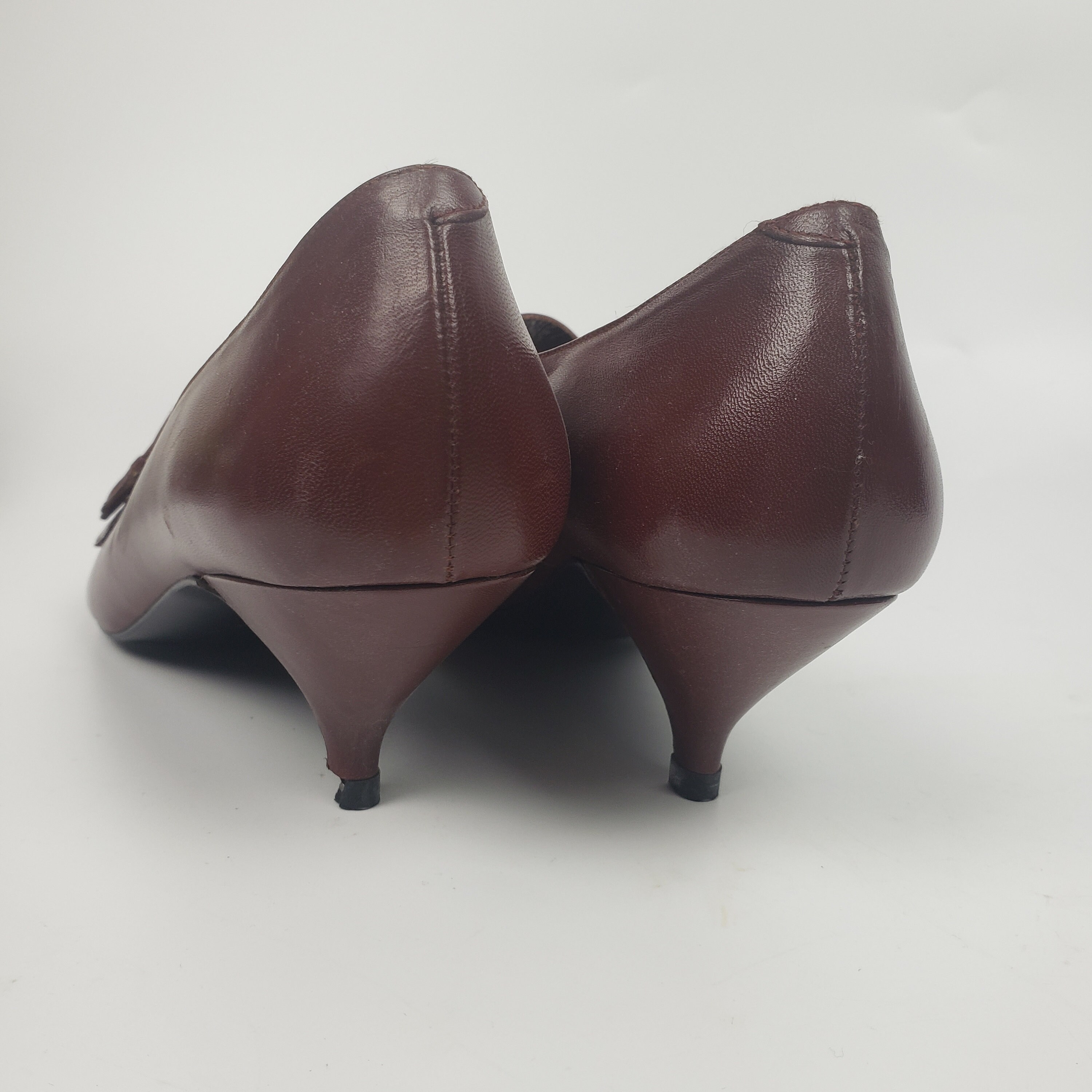 Vintage 80s pumps 6.5 M red-brown leather heels by Jazz made | Etsy