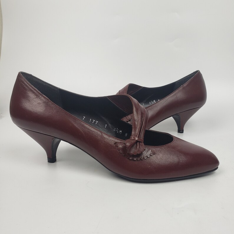 Vintage 80s Pumps 6.5 M Red-brown Leather Heels by Jazz Made - Etsy