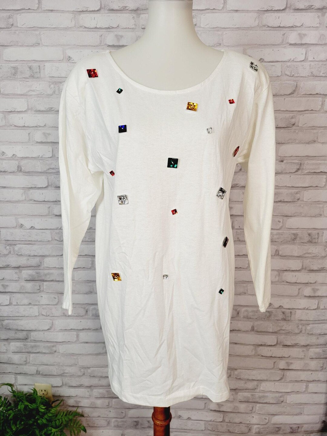 Deborah Wiley California Vintage Glam 1980s Bejeweled Tunic Top T-shirt ...