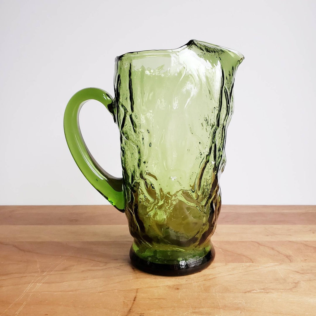 Seneca Glass Cocktail Pitcher Green Driftwood Pattern, Textured Glass ...