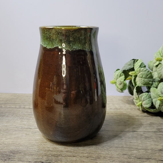 Van Briggle Pottery Small Vase Dark Brown Green Drip Glaze - Etsy