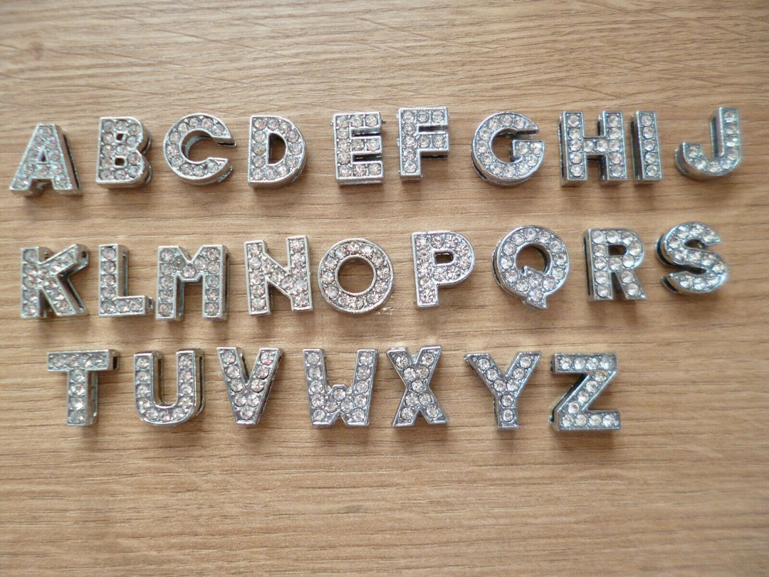 Slide Letter Charms 12mm or 14mm Rhinestone Silver - Etsy UK
