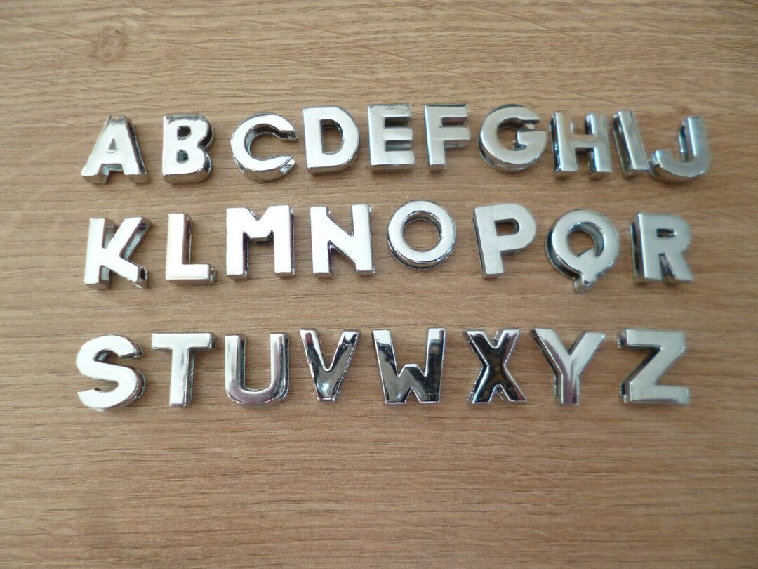 Slide Letter Charms Full Alphabet Set 26 Pieces 12mm or 14mm Plain ...
