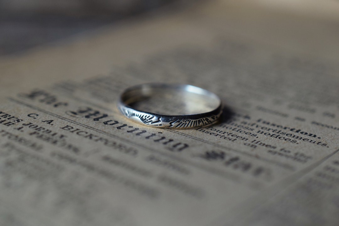 Sunrise Sunset Ring, Stamped Stacking Ring, Sterling Silver, Celestial ...