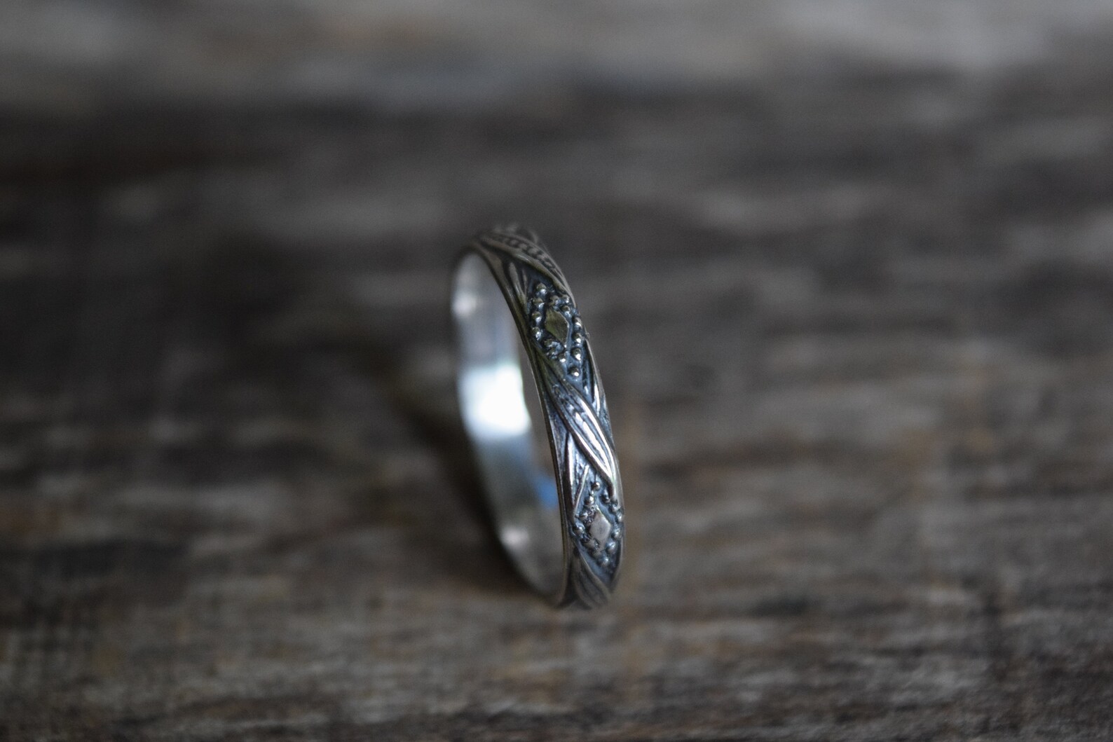 Silver Diamond Ring, Diamond Pattern Ring Band, Textured Ring Band ...