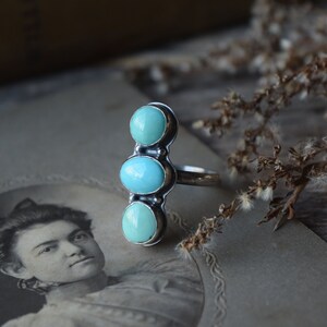Three Stone Royston Turquoise Statement Ring, One of a Kind Handcrafted ...