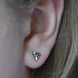 Tiny Silver Studs, Gothic Style Triangle Stud Earrings, Oxidized Silver ...