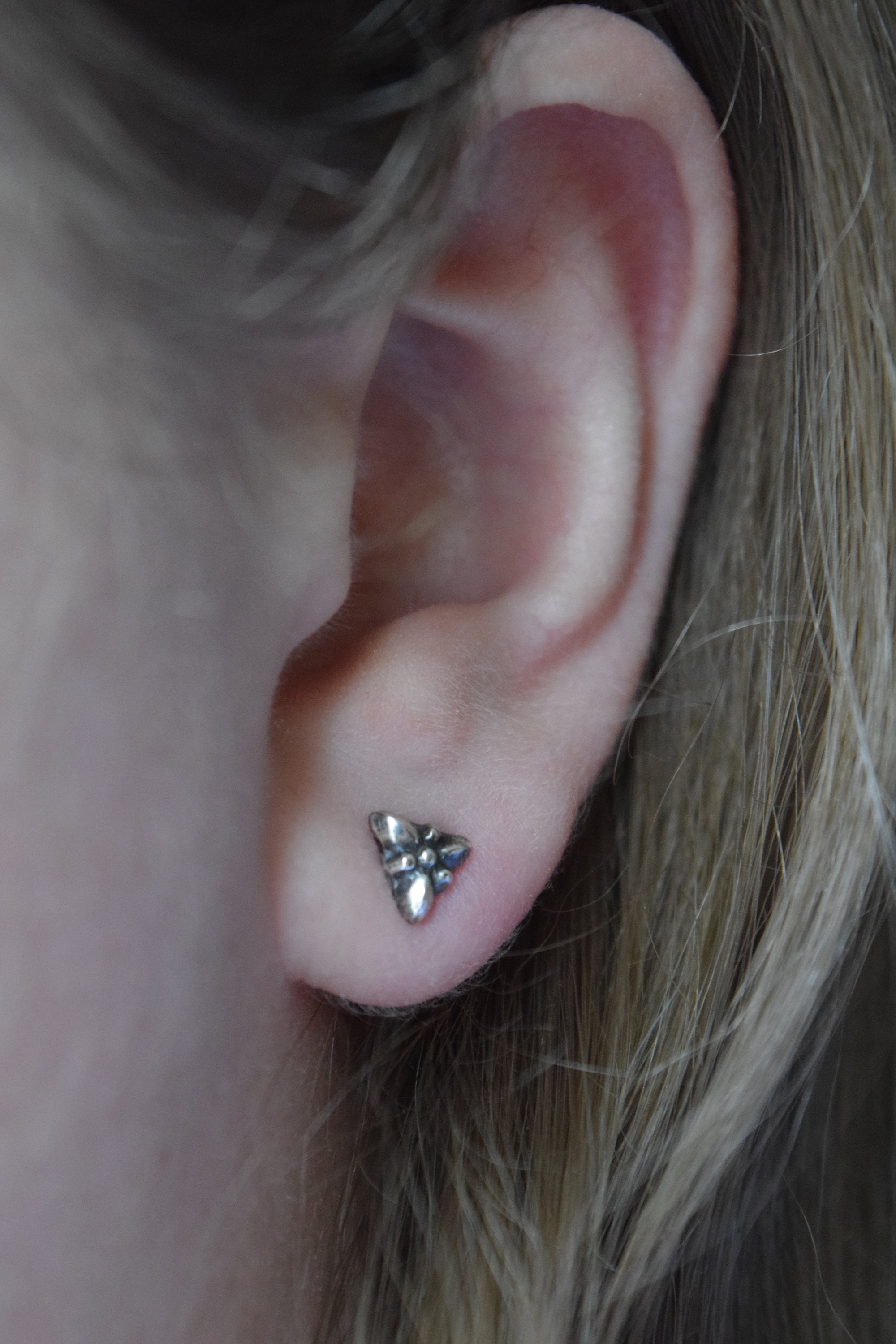 Tiny Silver Studs, Gothic Style Triangle Stud Earrings, Oxidized Silver ...