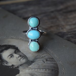 Three Stone Royston Turquoise Statement Ring, One of a Kind Handcrafted ...