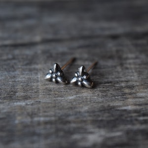 Tiny Silver Studs, Gothic Style Triangle Stud Earrings, Oxidized Silver ...