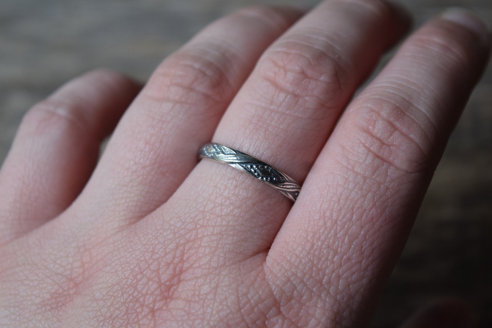 Silver Diamond Ring Diamond Pattern Ring Band Textured Ring | Etsy