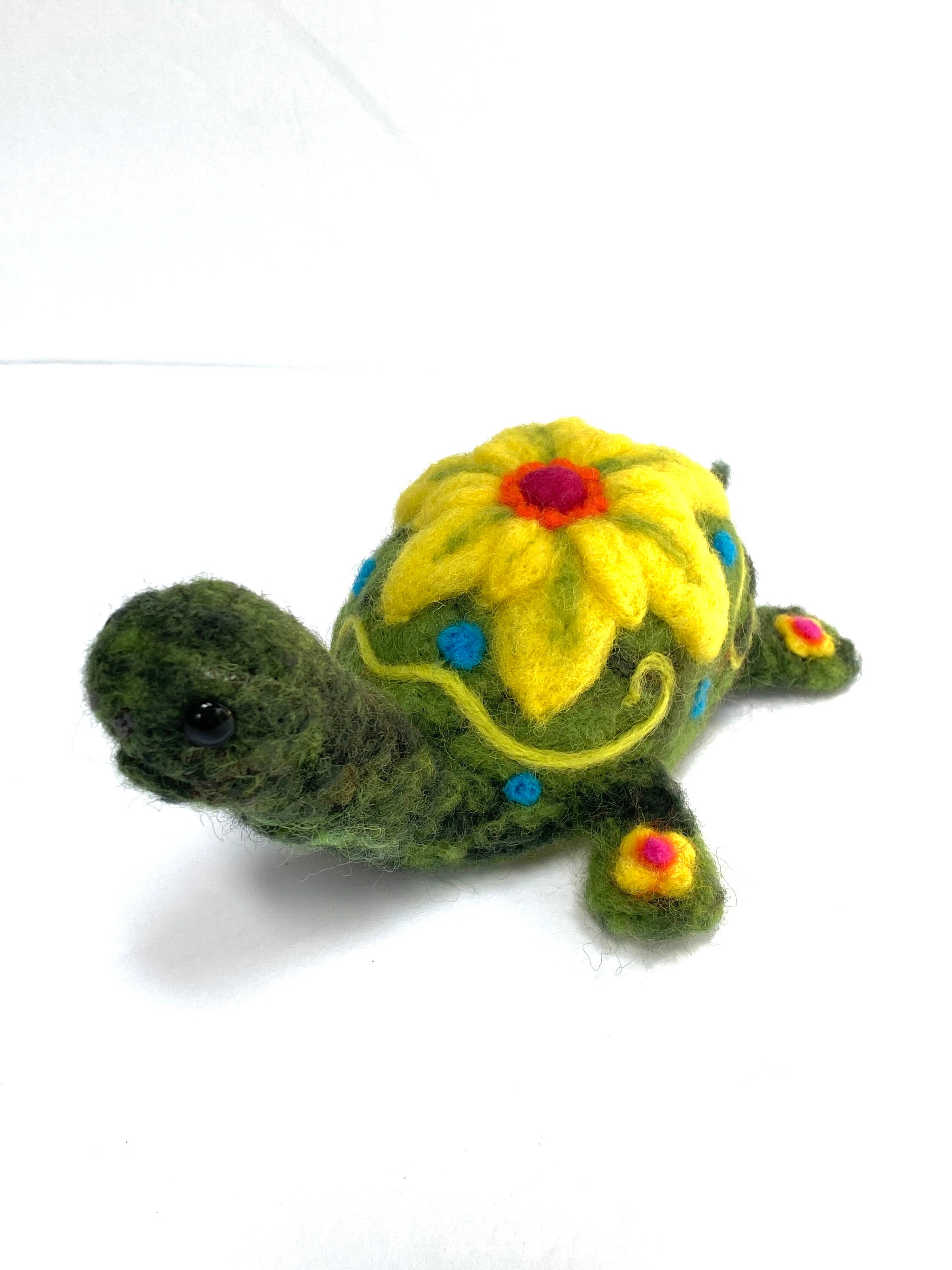 Needle Felted Turtle,flower,colorful,tortoise,wool, Soft Sculpture ...