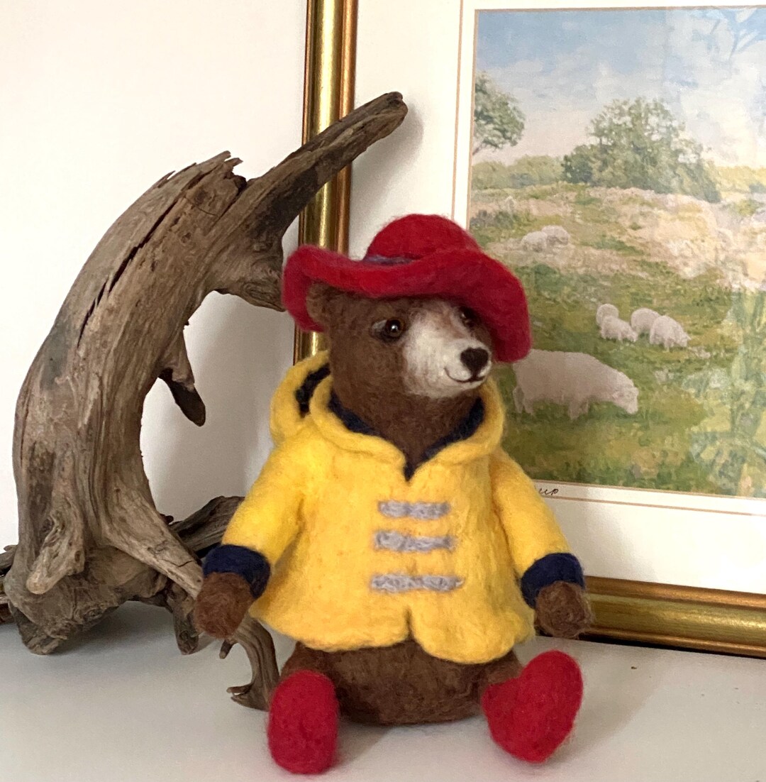 Paddington Bear in Yellow Slicker, Wool Sculpture, Free Shipping, Rare ...