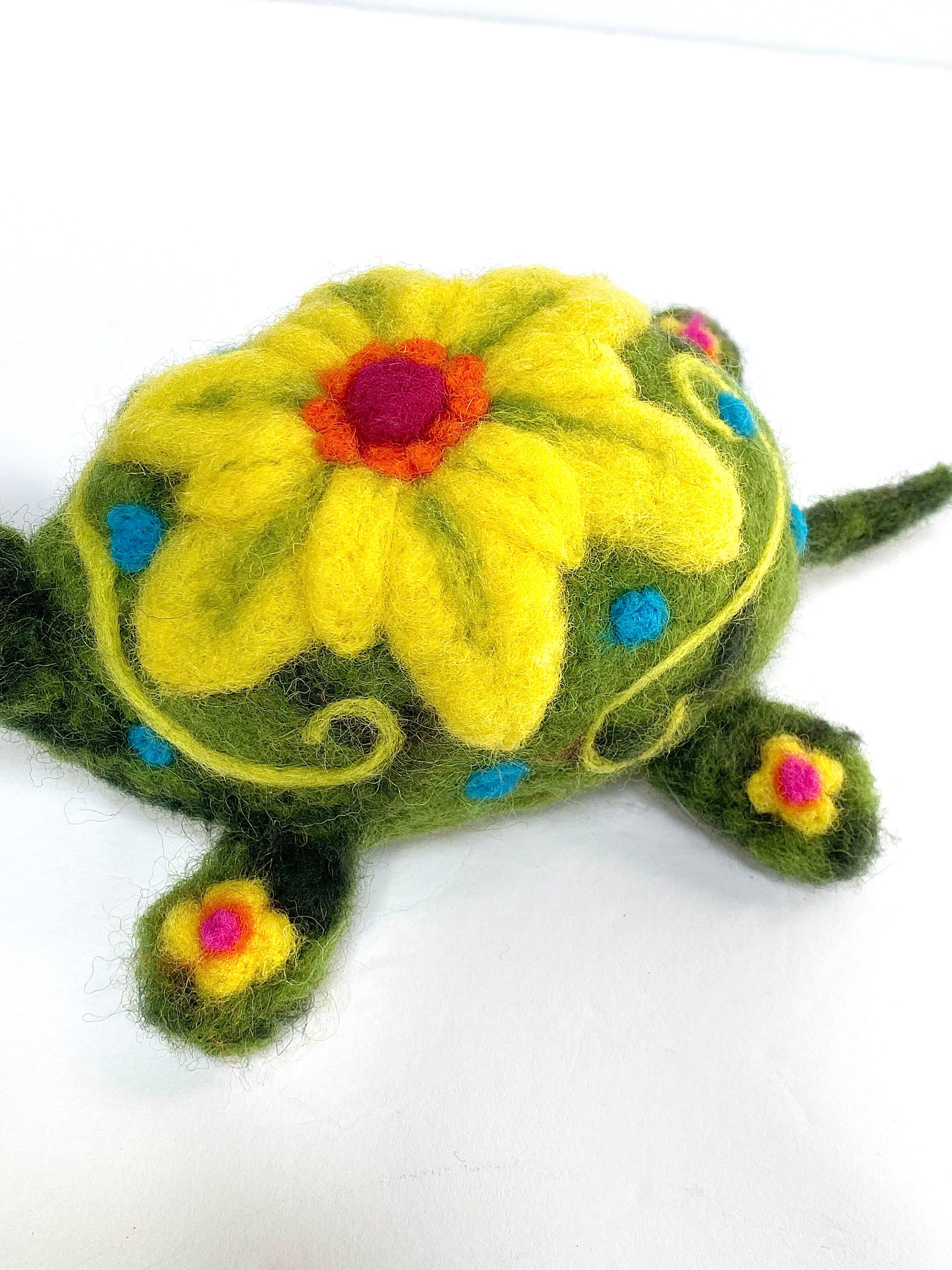 Needle Felted Turtle,flower,colorful,tortoise,wool, Soft Sculpture ...