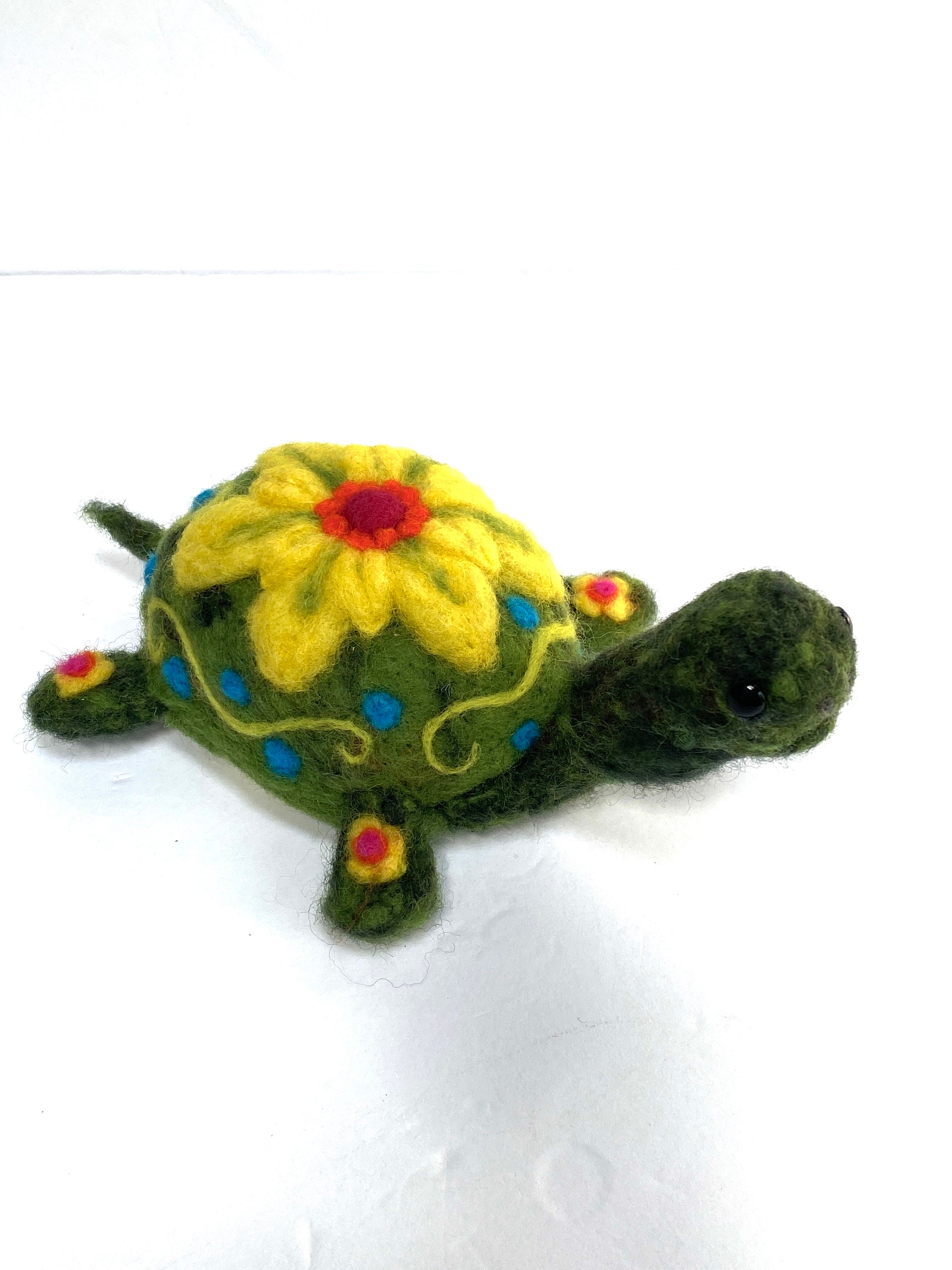 Needle Felted Turtle,flower,colorful,tortoise,wool, Soft Sculpture ...