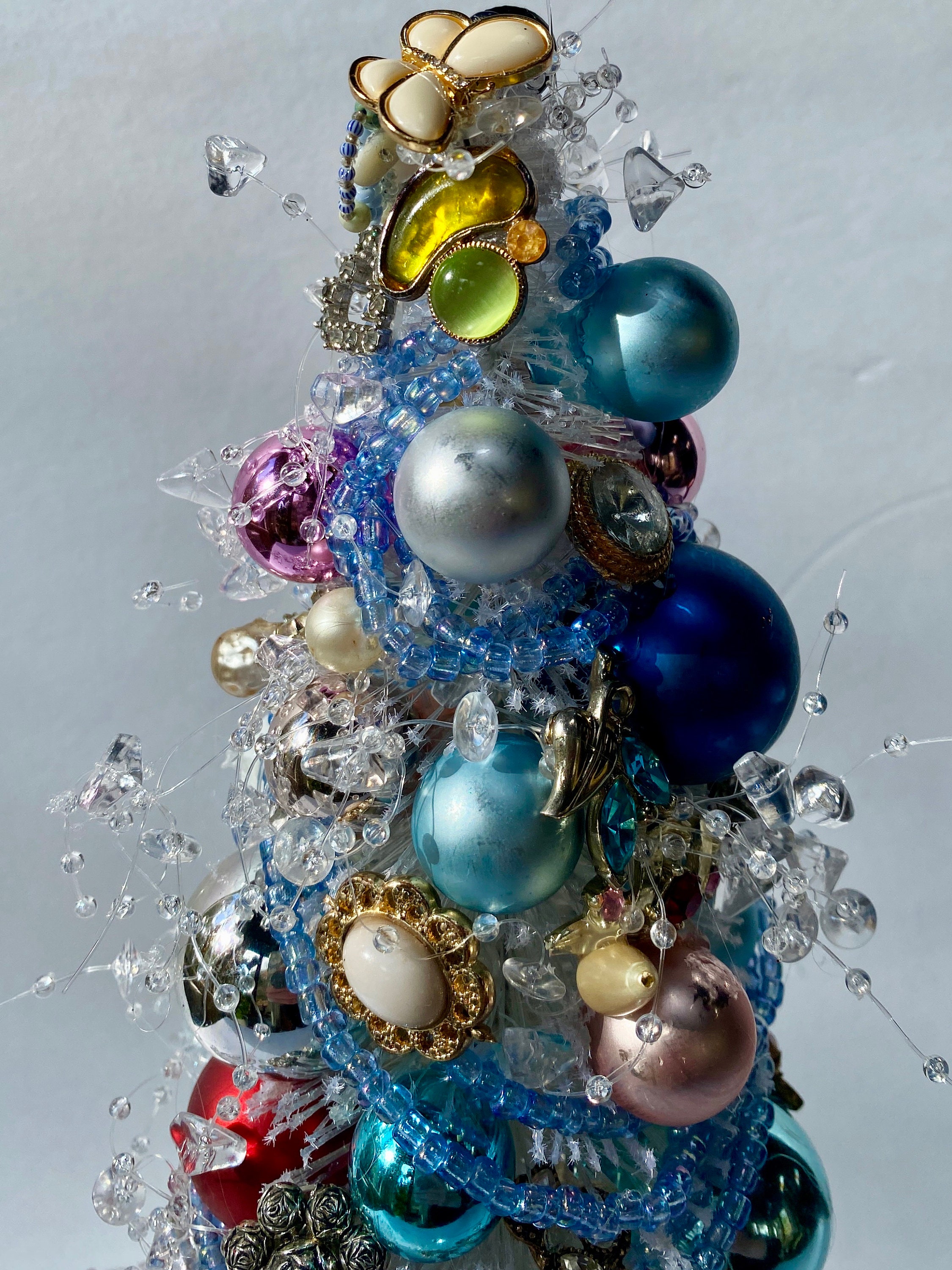 Decorated Teacup Christmas Tree, Bottle Brush Tree, Tabletop Ornament ...