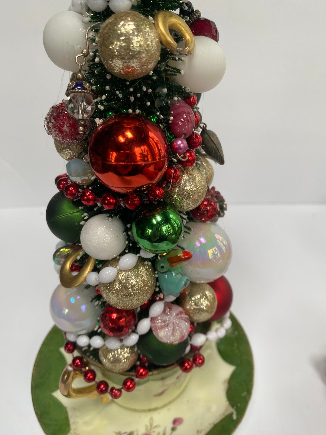 Mini Teacup Christmas Tree, Decorated, Ornament Tree, Tea Cup Tree ...