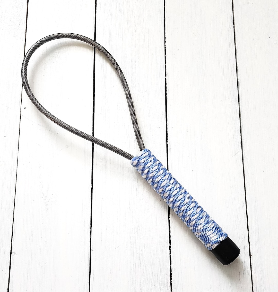 Single Loopy Johnny, Steel Spanking Cane, Whip, Rug Beater, Blue White ...