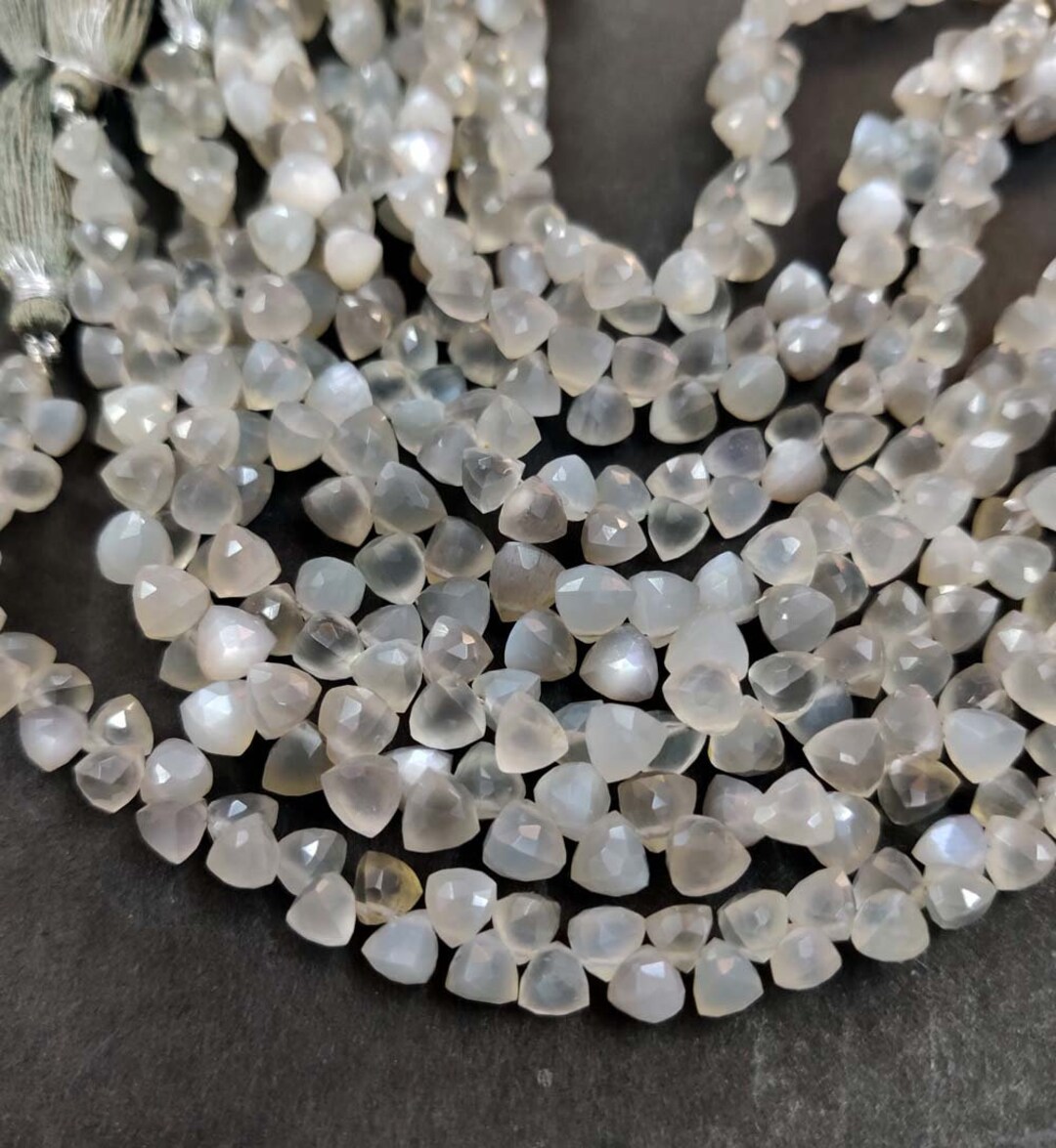 Natural Grey Moonstone Trillion Shape AAA Moonstone Faceted Briolettes ...
