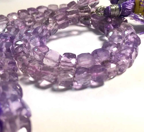 Natural Pink Amethyst Faceted Cube Amethyst Cube Beads AAA | Etsy