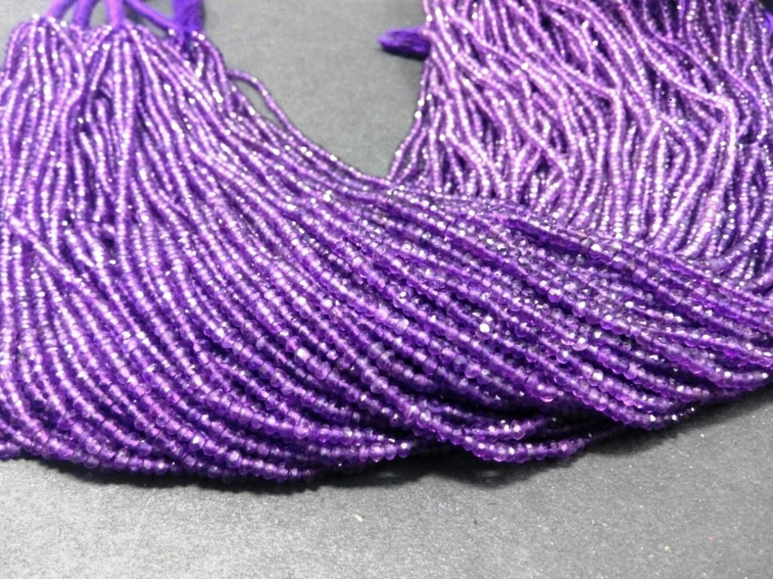 AAA Quality Amethyst Micro Faceted Rondelle Beads13.5"inches 2.5mm-3mm ...