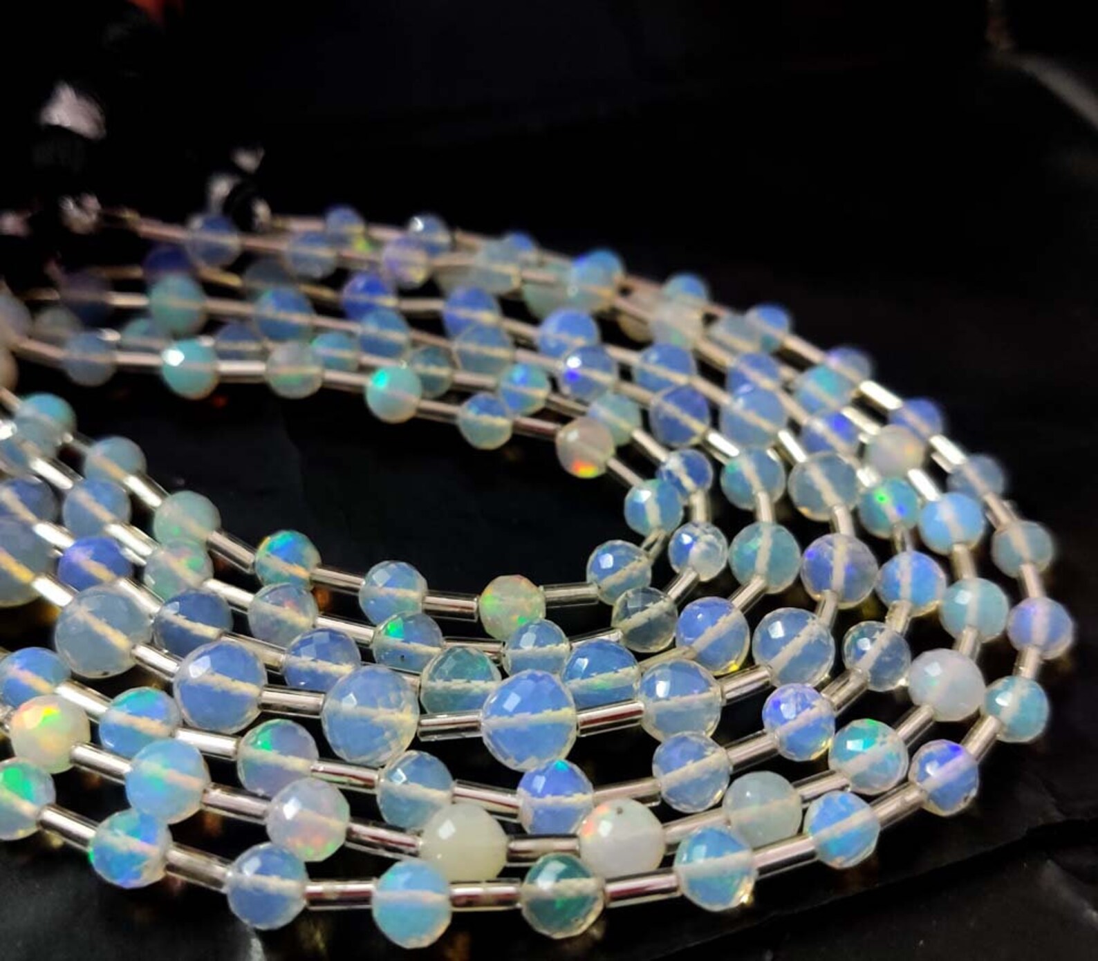 AAA+ Ethiopian Opal Faceted Round Balls Beads 6-7mm, Natural Opal ...