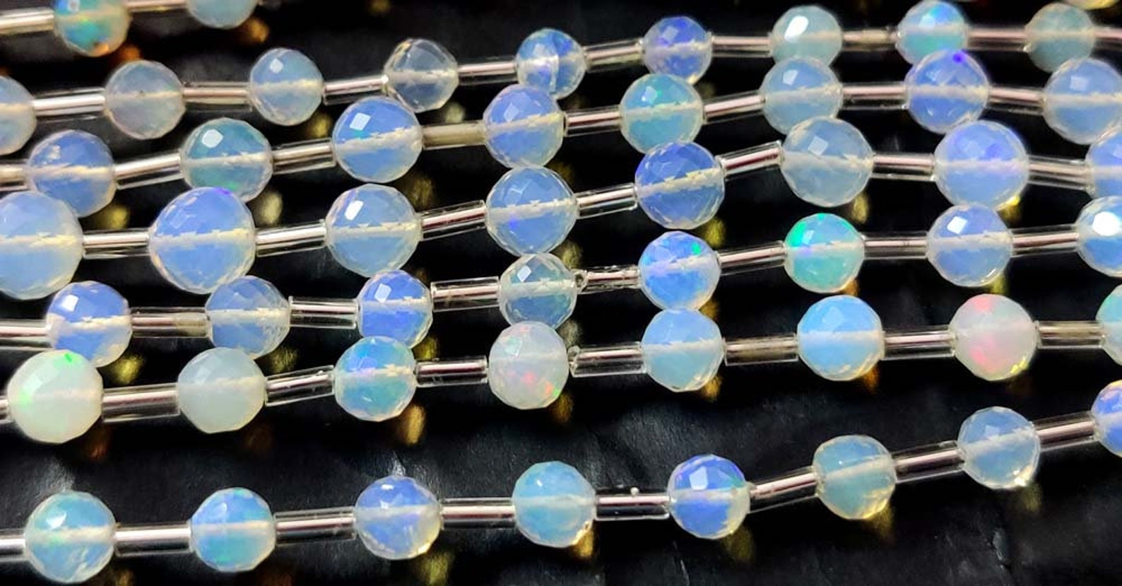 AAA+ Ethiopian Opal Faceted Round Balls Beads 6-7mm, Natural Opal ...