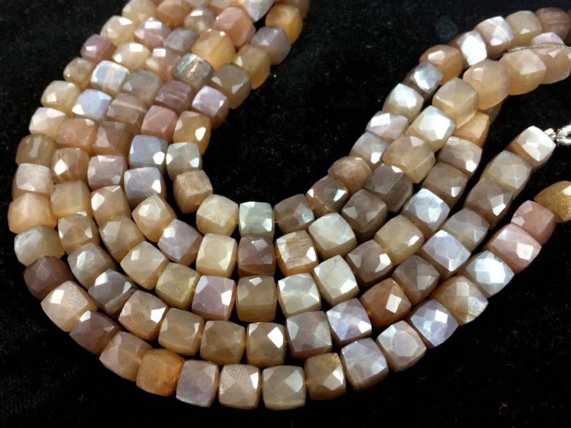AAA quality brown moonstone faceted loose gemstone 3D cube | Etsy