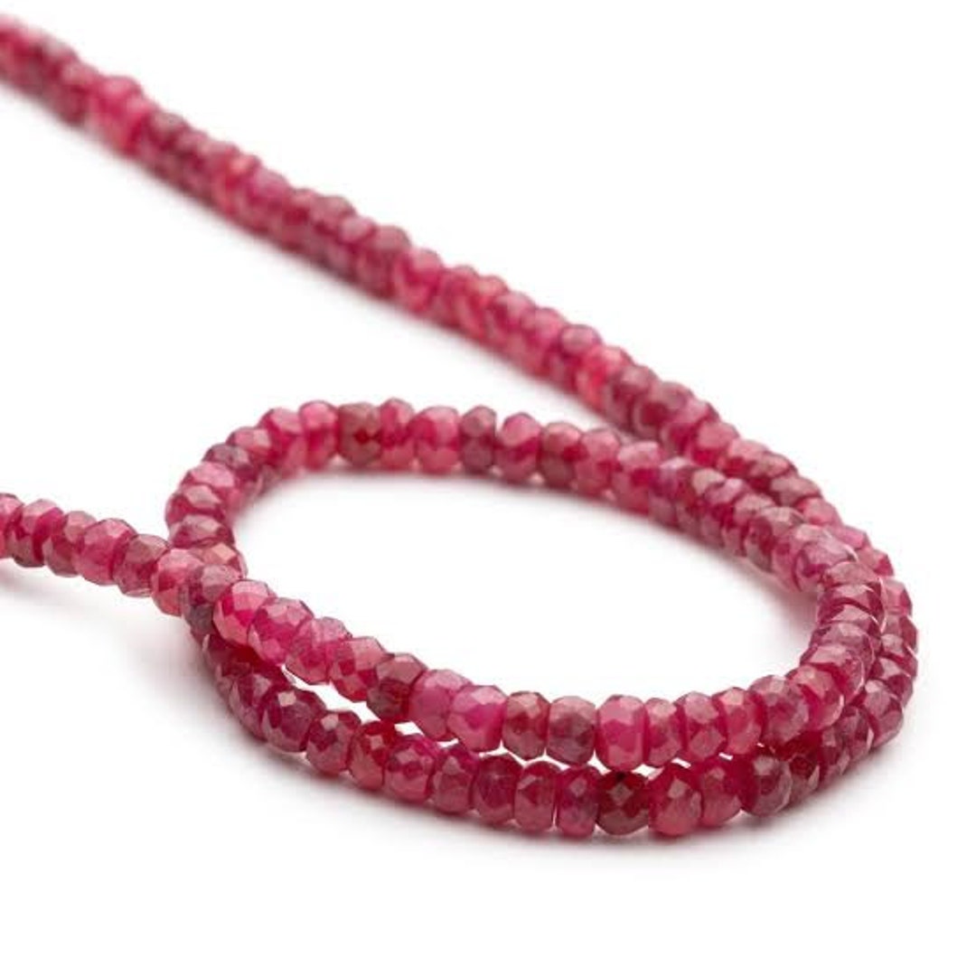 Red Ruby Gemstone Beads | Ruby Sapphire Faceted Rondelle Beads | Dyed ...